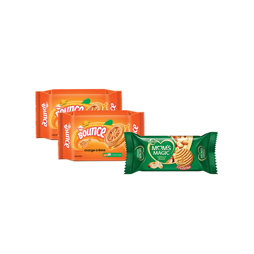 Sunfeast Mom's Magic Cashew & Almond Cookies + Sunfeast Bounce Orange ...