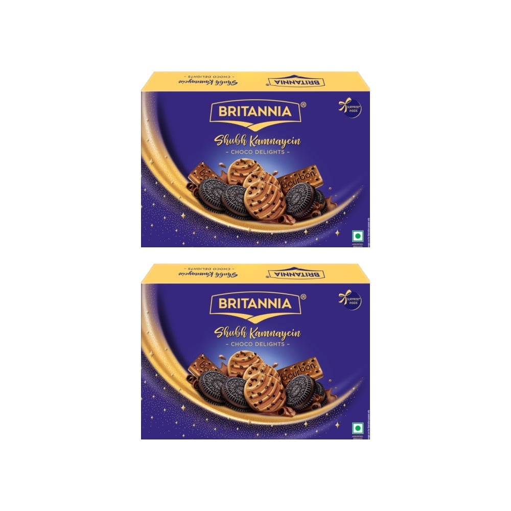 Britannia Shubhkamnaye Choco Delights Biscuits Gift Pack - Pack of 2 ...