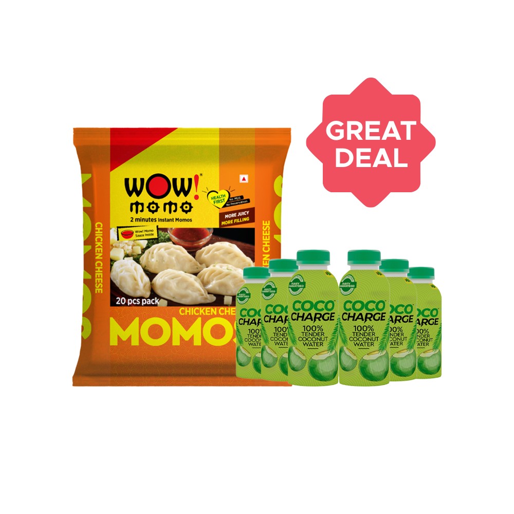 Wow! Momo Chicken Chicken Momos (Frozen) + Wow! Coco Charge 100% Tender ...