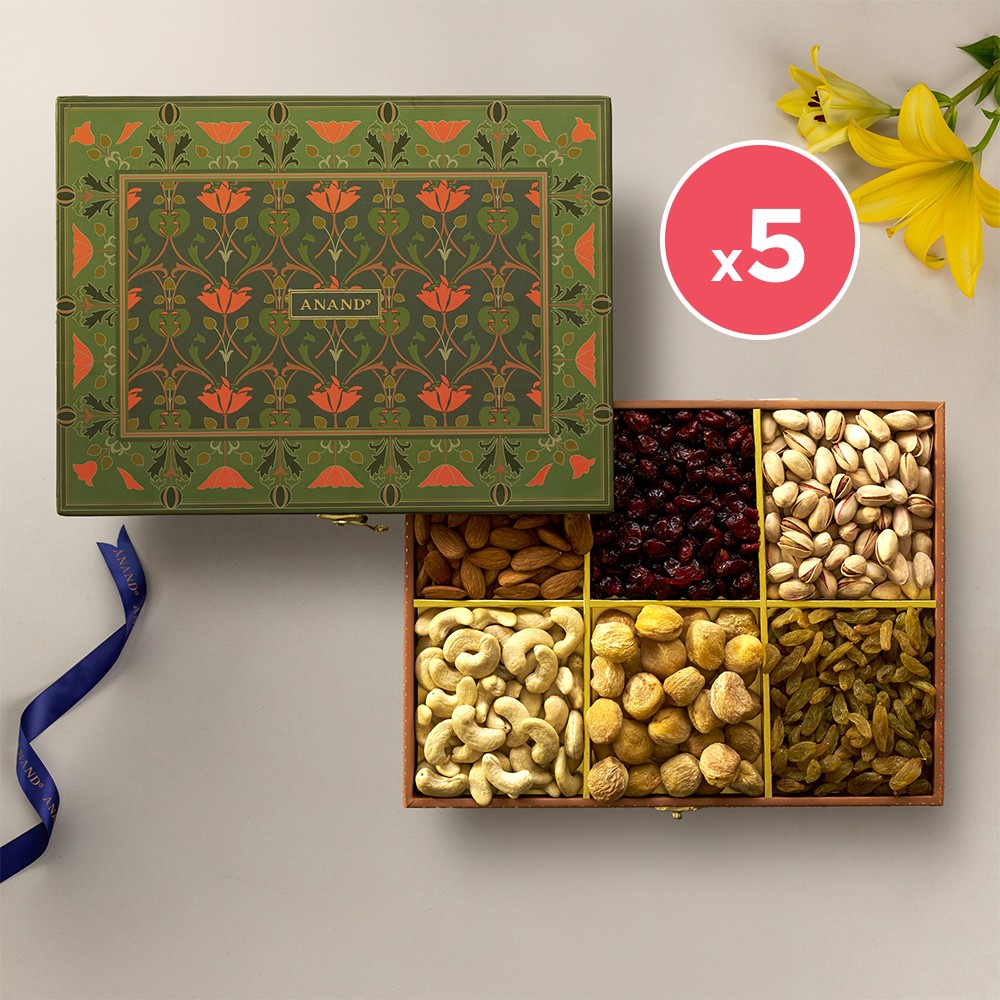 Anand Travancore Wooden Dry Fruits Gift Pack – 6 Varieties - Pack of 5 ...