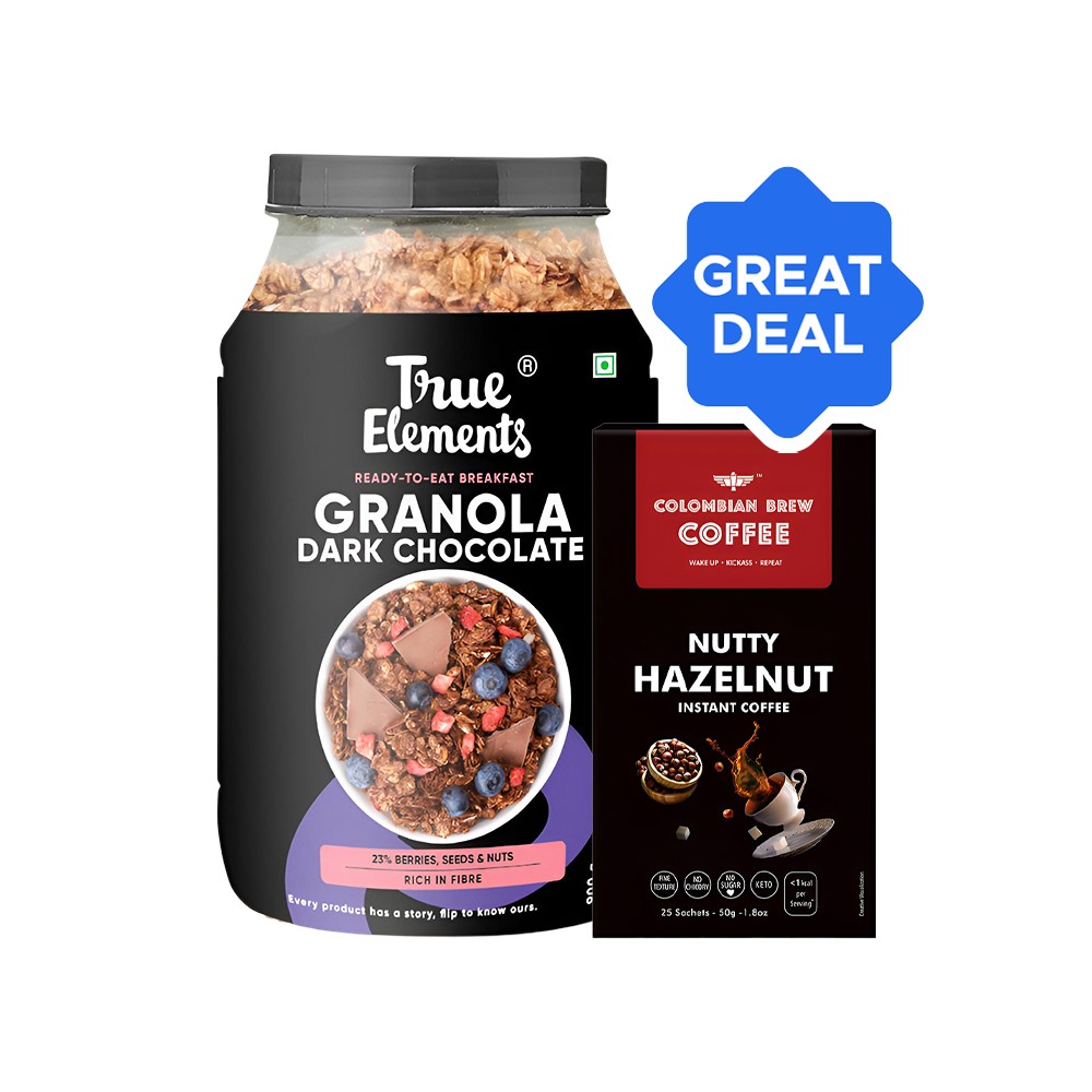 Colombian Brew Coffee Hazelnut Instant Coffee + True Elements Crunchy ...