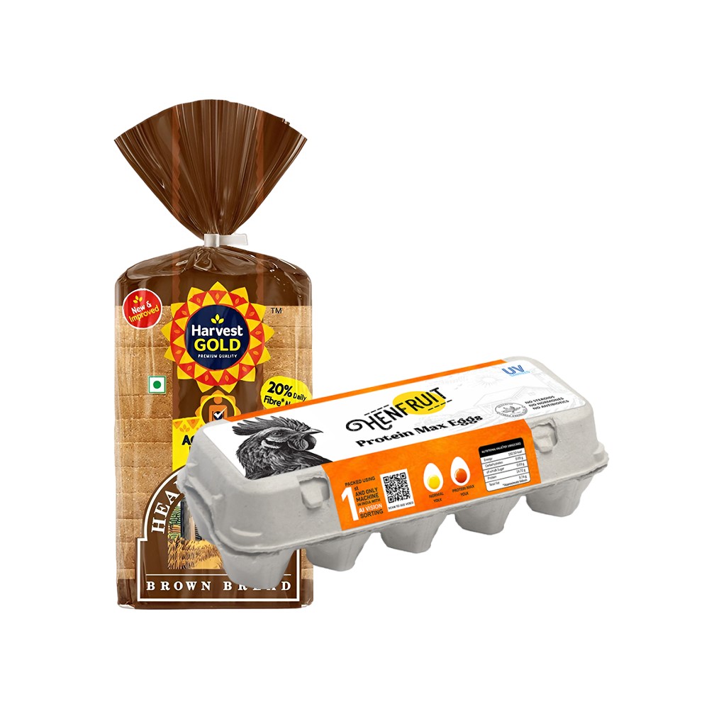 Hen Fruit -10 Max Protein Speciality Eggs + Harvest Gold Hearty Brown ...