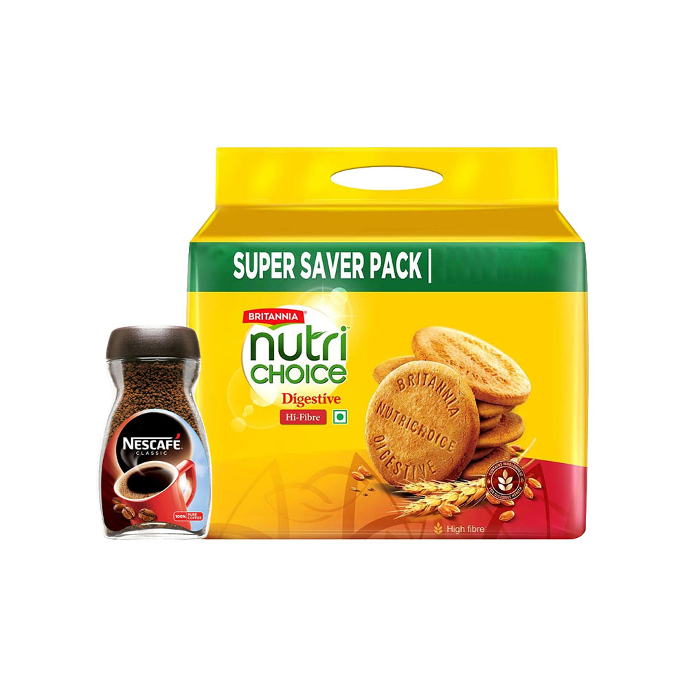 Britannia NutriChoice Digestive High-Fibre Biscuit (960 g) + Nescafe ...