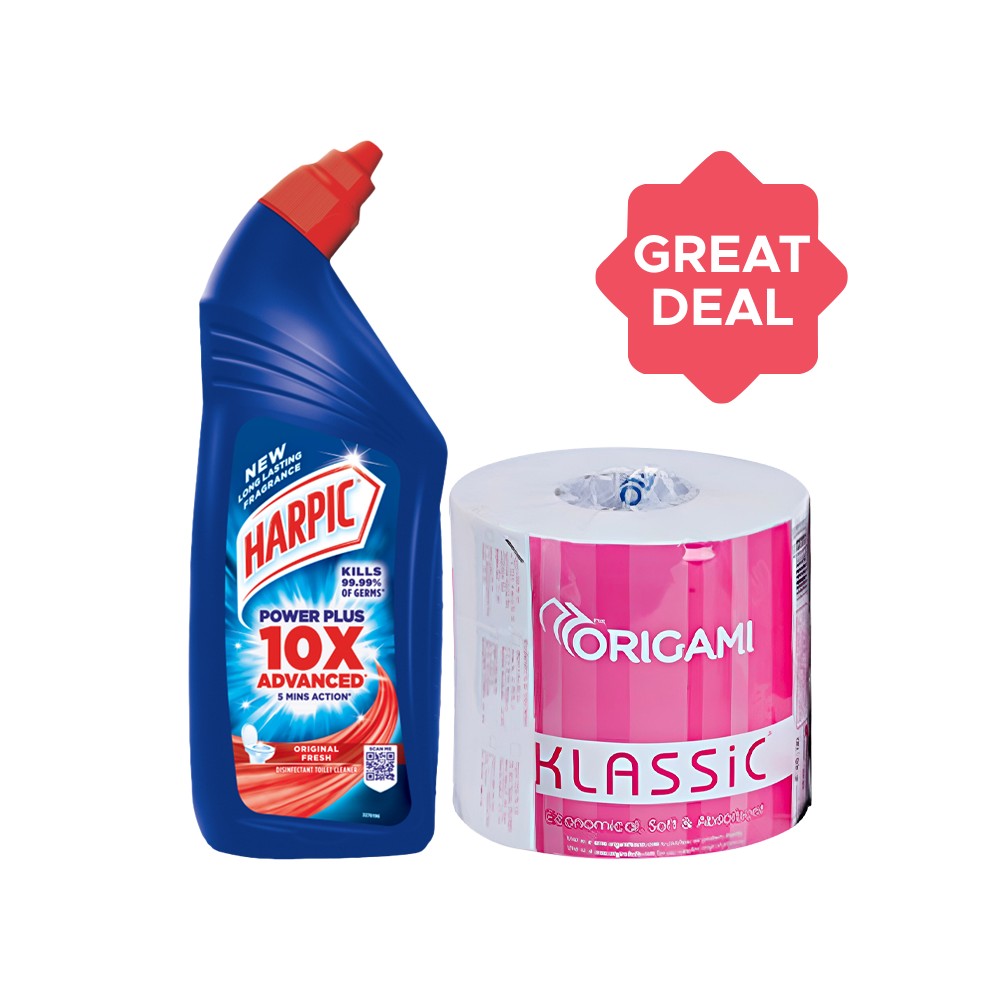 Harpic Disinfectant Liquid Toilet Cleaner - (Original) + Origami ...