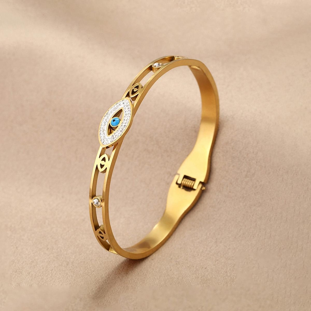 Designs & You Evil Eye Openable Bangle Style Bracelet (Golden) Price ...