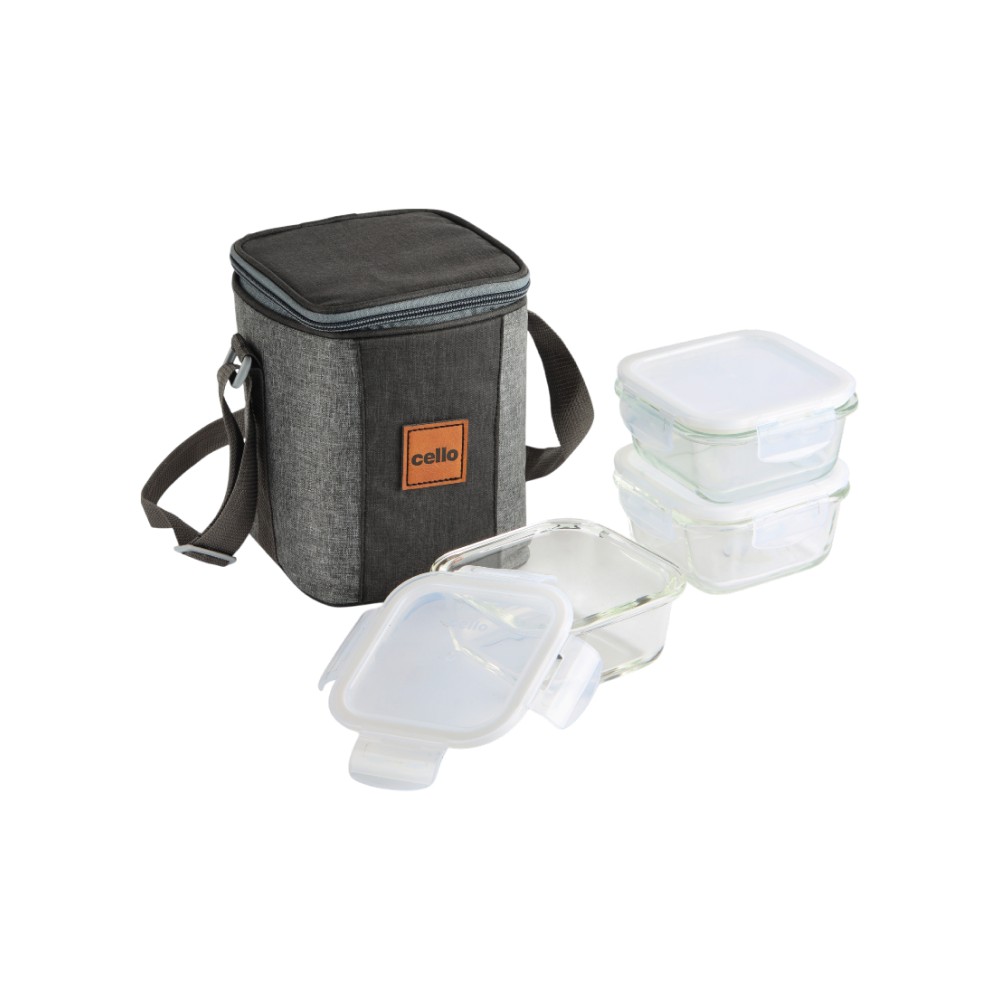 Cello Glass Square Lunch Box Set (320 ml) Price - Buy Online at ₹829 in ...