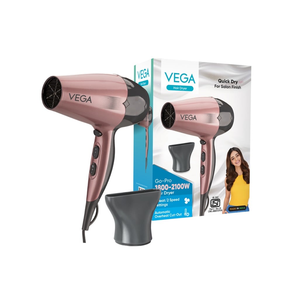 Vega Go Pro Professional Hair Dryer (Rose Gold, 2100 W, VHDH-25) Price ...
