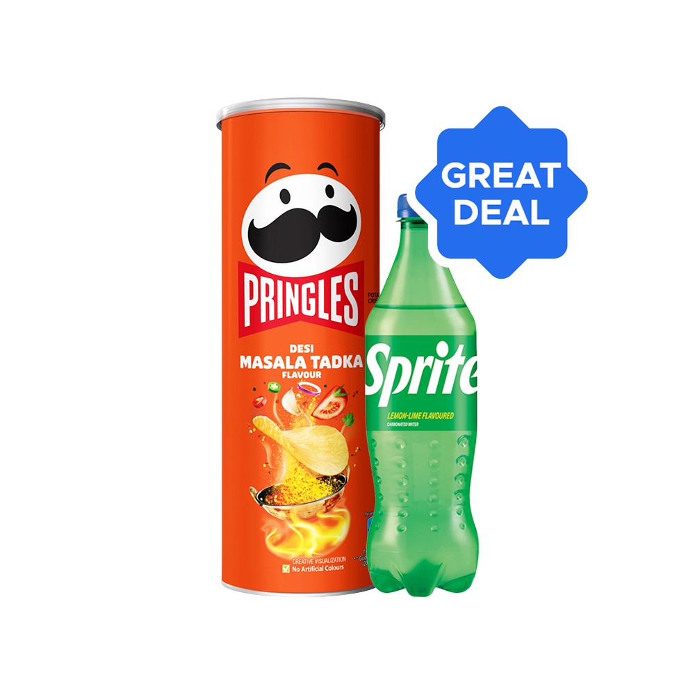 Pringles Desi Masala Tadka Potato Chips - Crispy Snack + Sprite Lime ...
