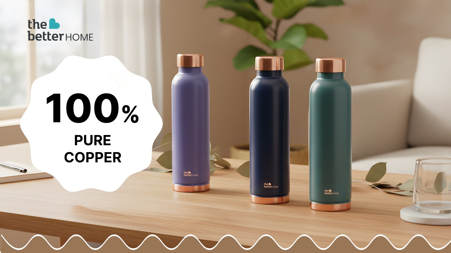 The Better Home Copper Bottle (Teal Green) Price - Buy Online at ₹899 ...