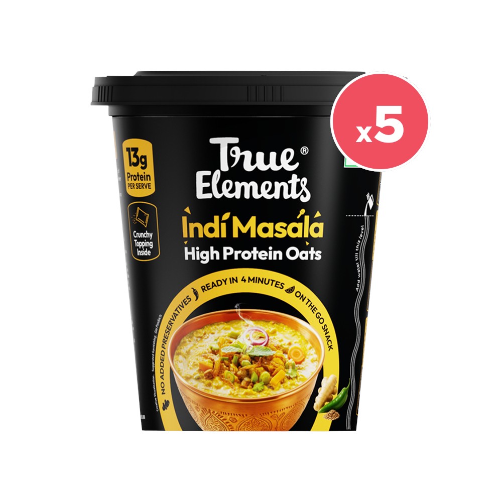 True Elements Indi Masala High Protein Instant Oats - Pack of 5 Price ...