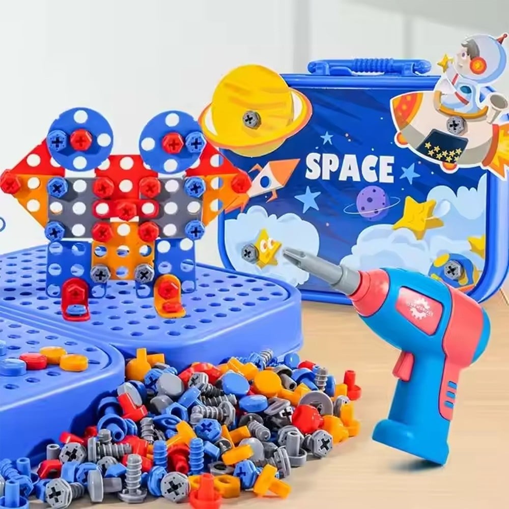 Joyjungle Space Theme Toolbox with Electric Drill Screwdriver Building ...