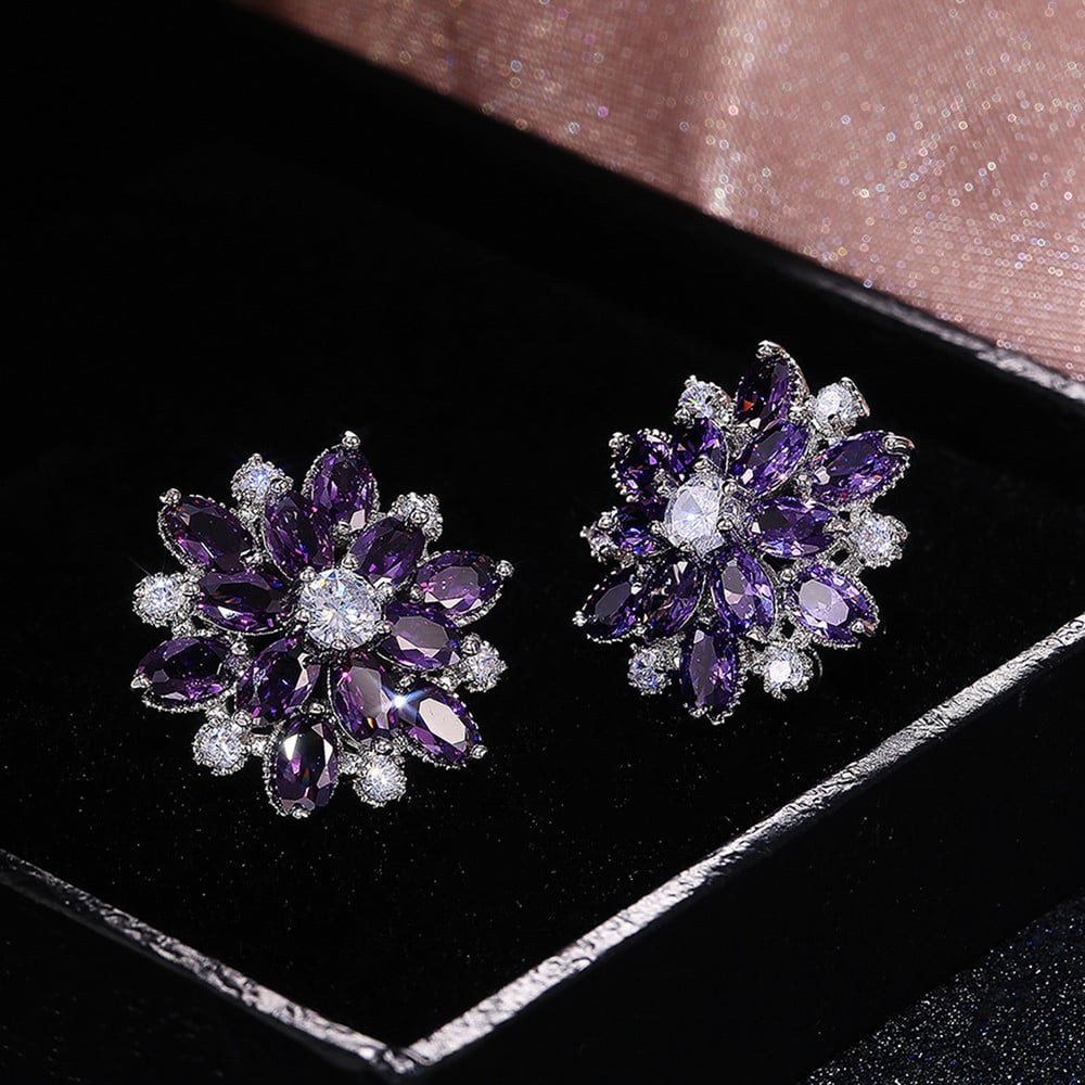 Designs & You Crystal Floral Studs (Purple) Price - Buy Online at ₹449 ...