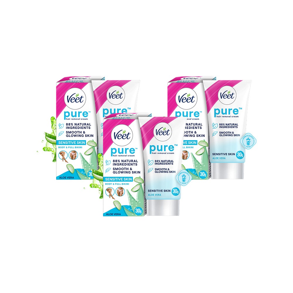 Veet Aloe Vera Sensitive Skin Hair Removal Cream (30 g) - Pack of 3 ...