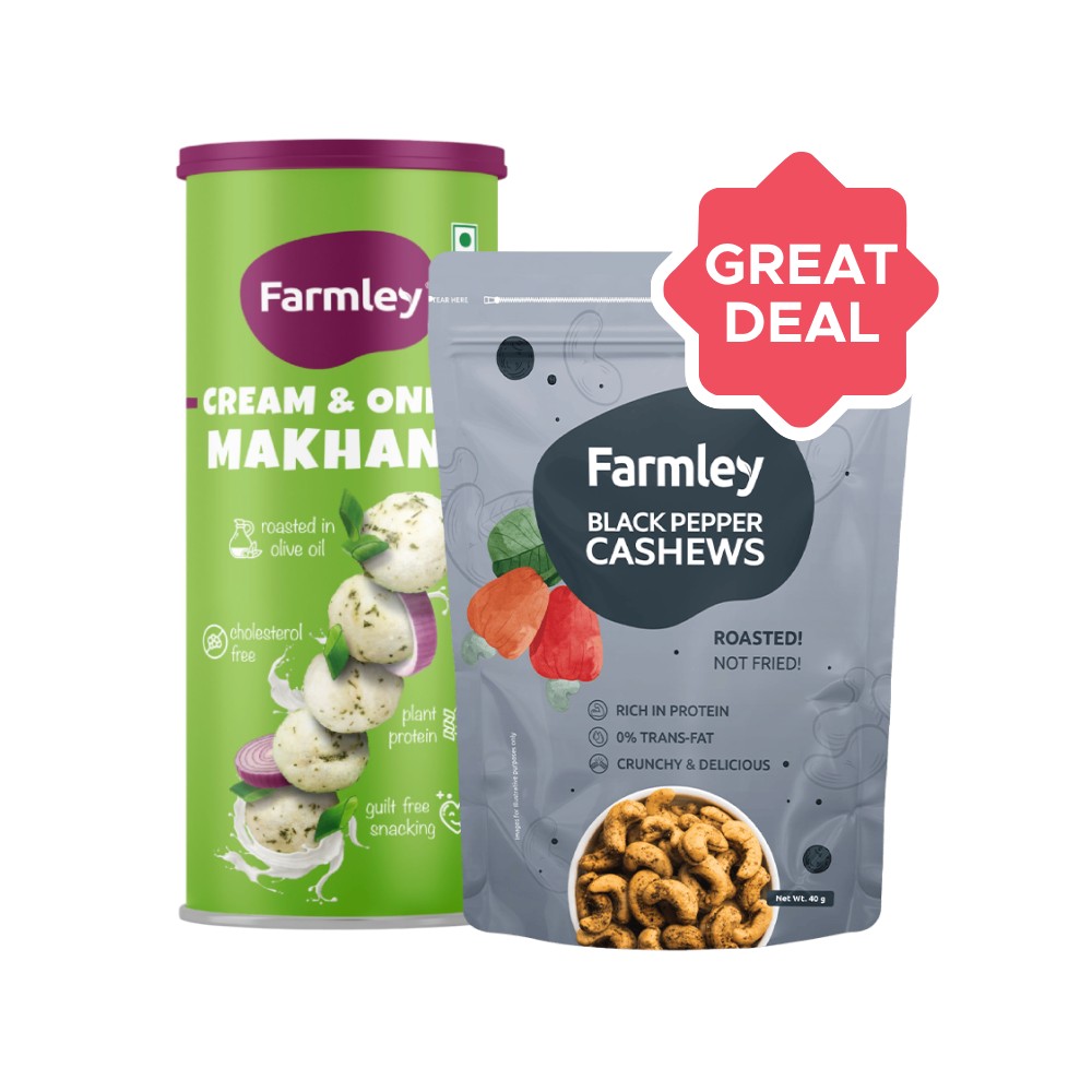 Farmley Cream & Onion Roasted Flavoured Makhana Roasted In Olive Oil ...