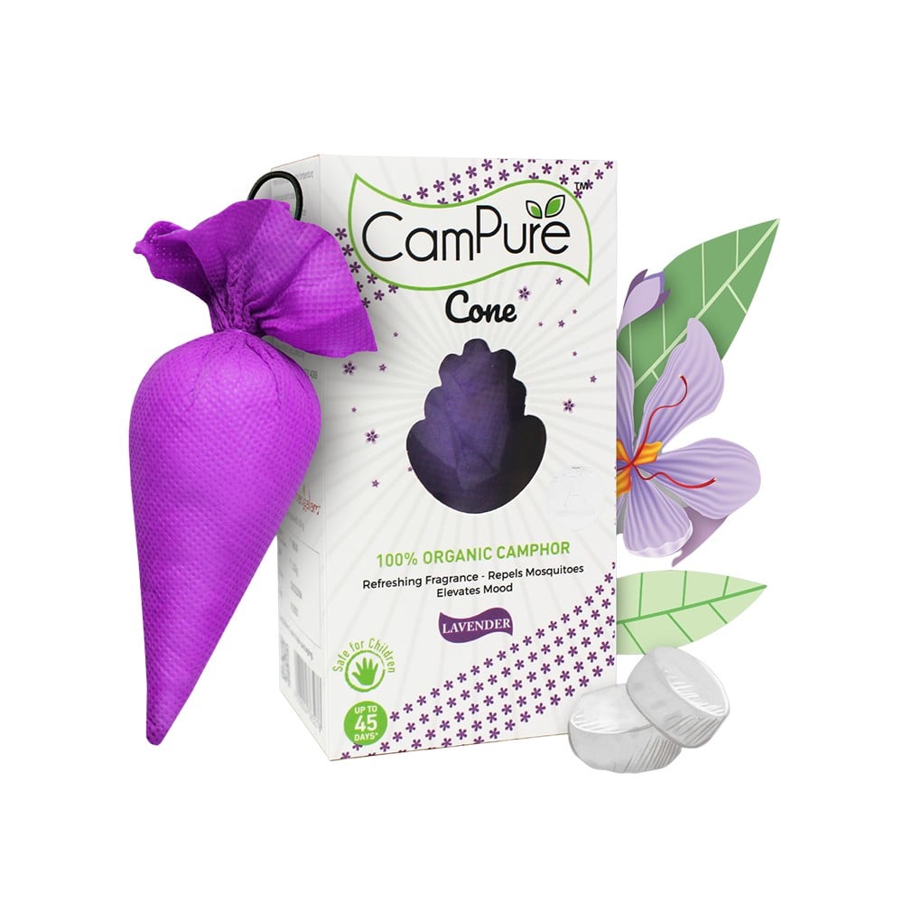 CamPure 100% Organic Camphor Car Freshener Cone - Lavender (Lavender ...