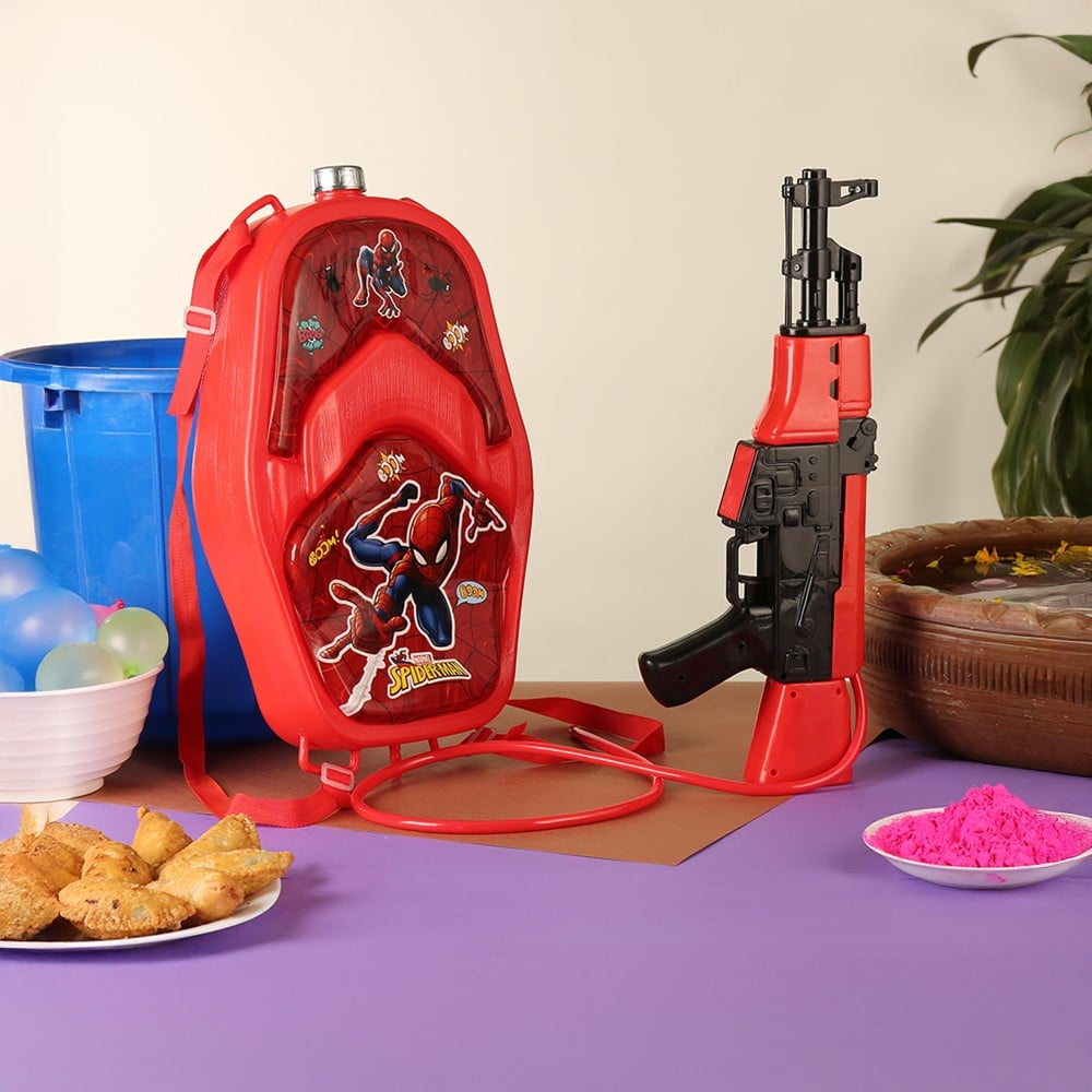 Electric Spiderman Tank Water Gun Pichkari (Red) by Gudiya Toys Price ...
