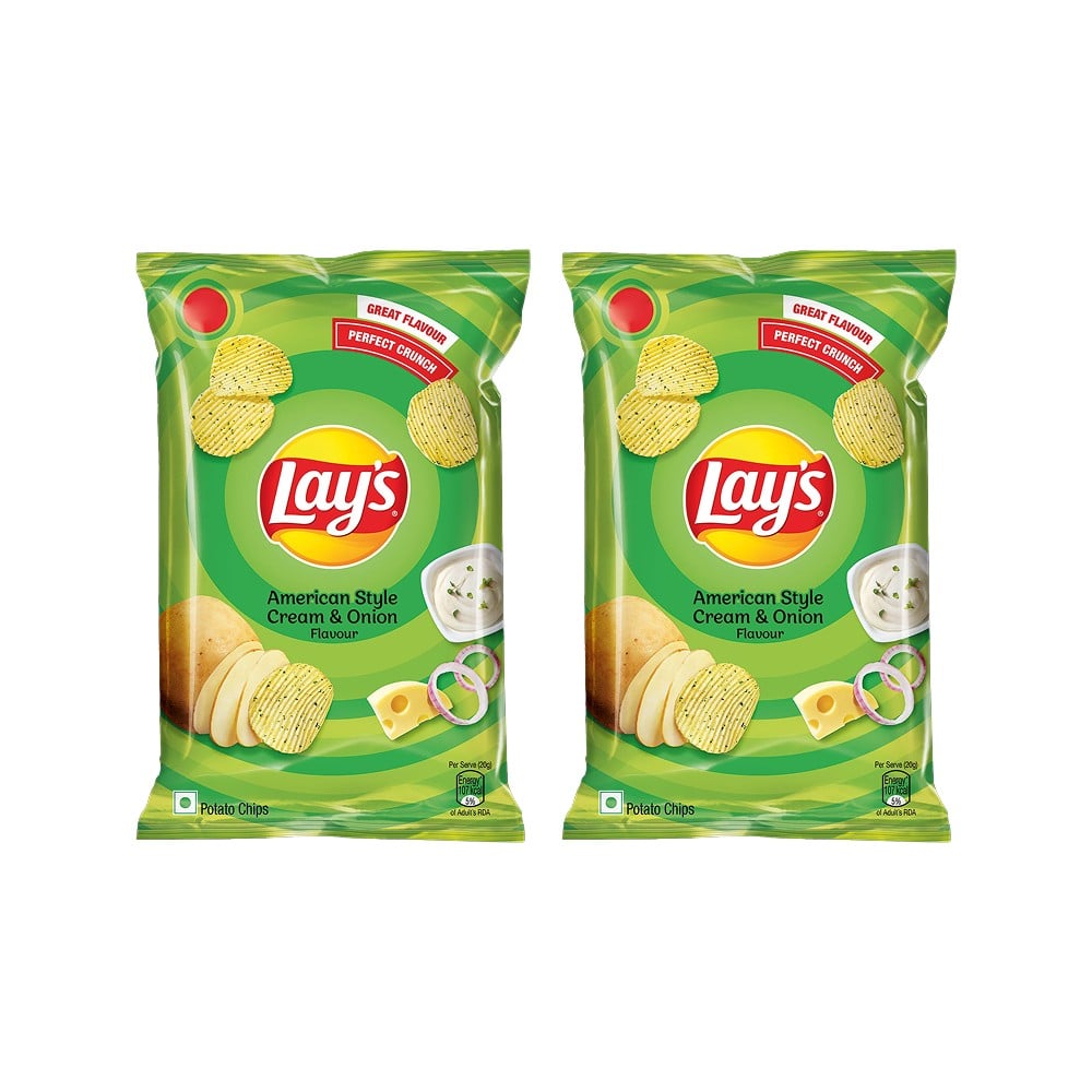 Lay's American Style Cream & Onion Potato Chips (143 g) - Pack of 2 ...