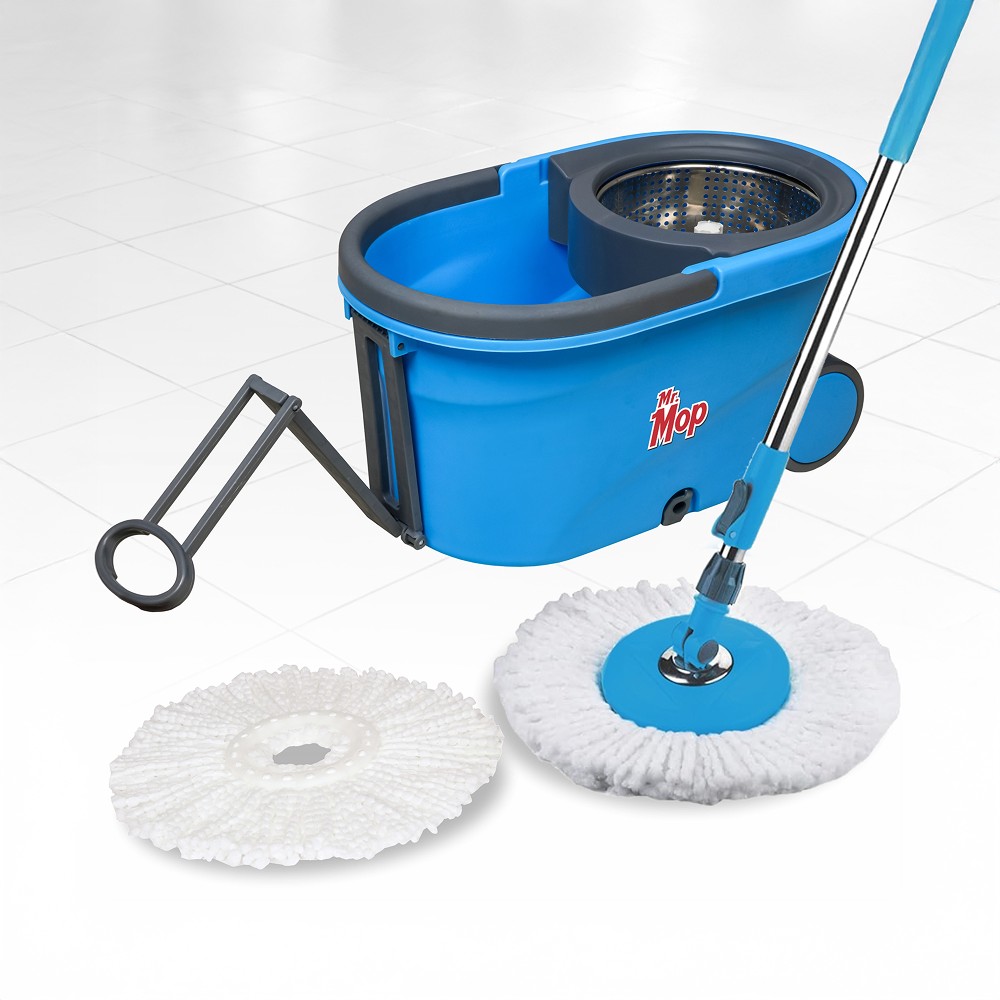 Mr. Mop 360 Degree Spin Round Bucket Mop Set with Steel Jali ...