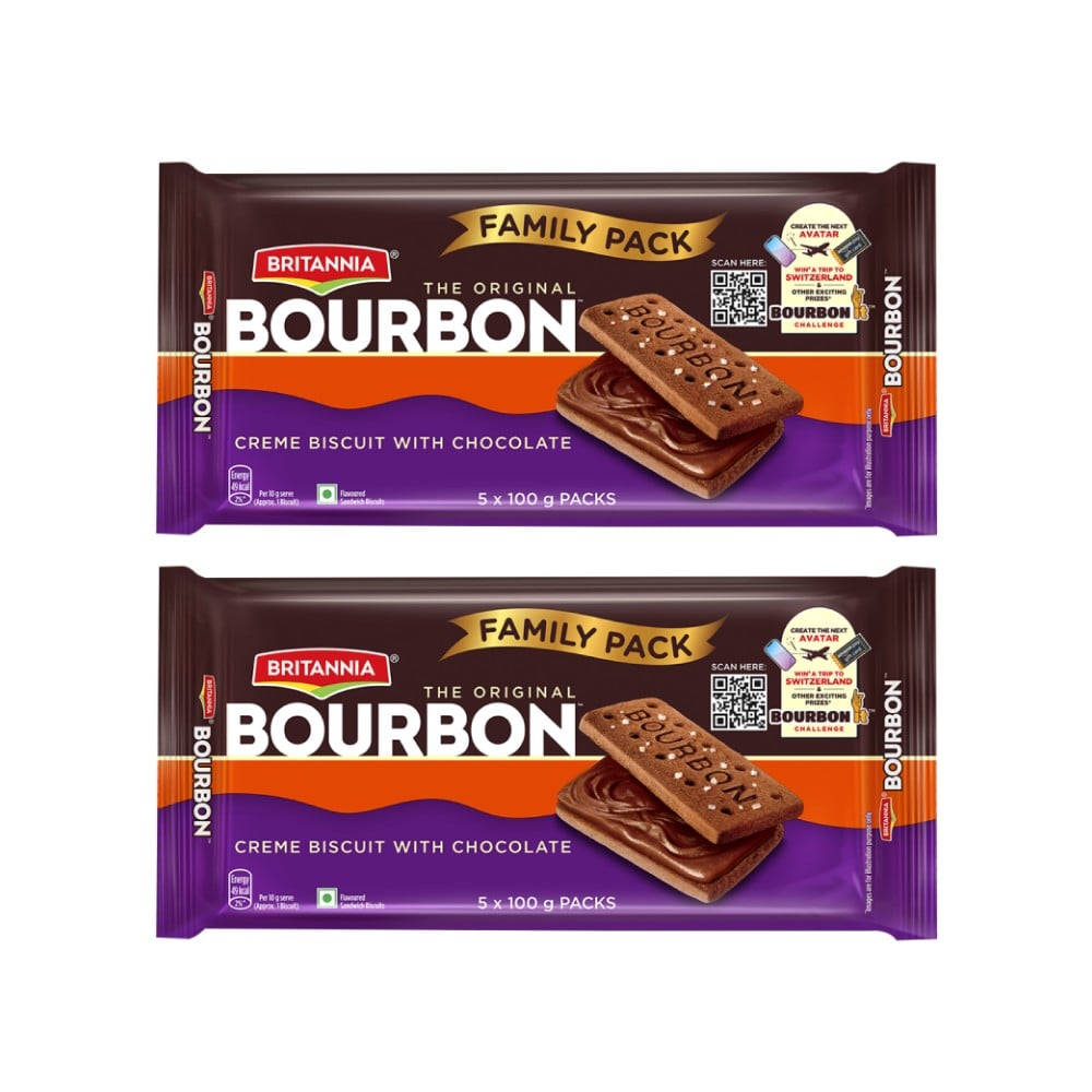 Britannia The Original Bourbon Creme Biscuit - Buy 4 Get 1 Free - Pack ...