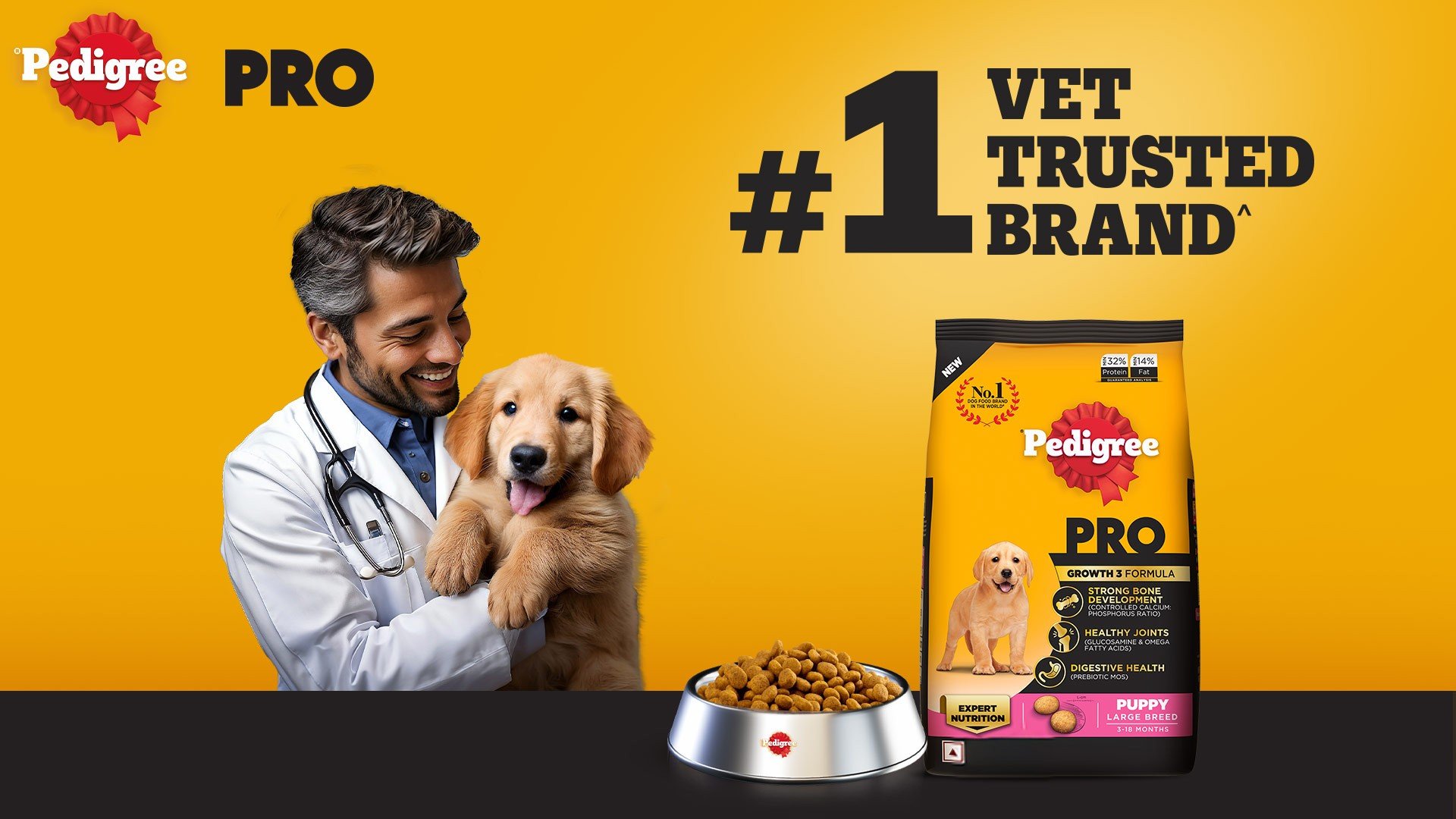 Pedigree PRO Large Breed Dry Puppy Food (3-18 months) Price - Buy ...