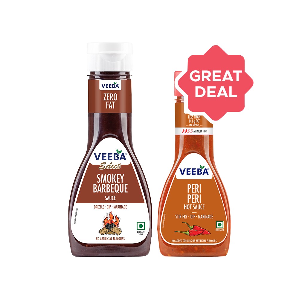 Veeba Peri Peri Hot Sauce + Smokey Barbeque Sauce Combo Price - Buy ...