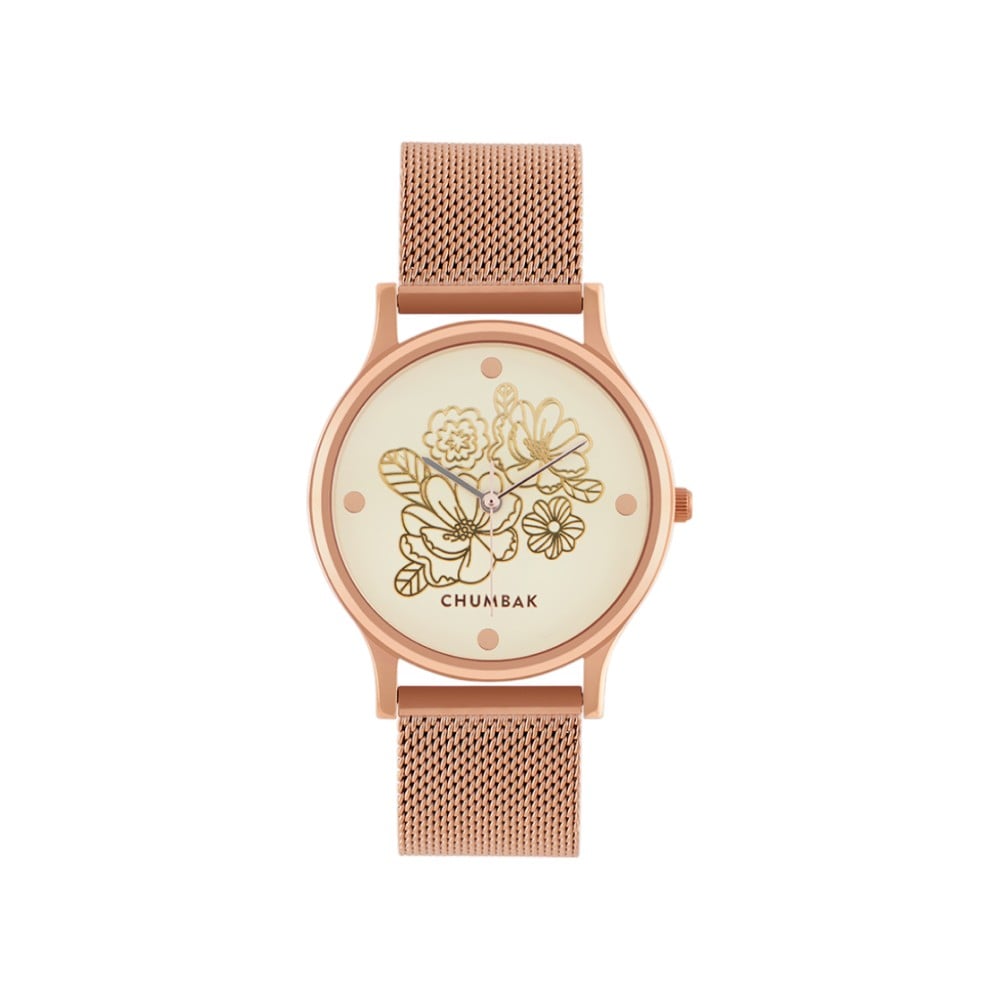 Teal By Chumbak Abstract Peacock Watch (Quartz, Rose Gold, Stainless ...