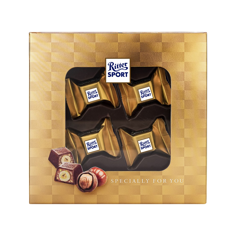 Ritter Sport Center Filled Hazelnut Chocolate Gift Pack (4 Pieces ...