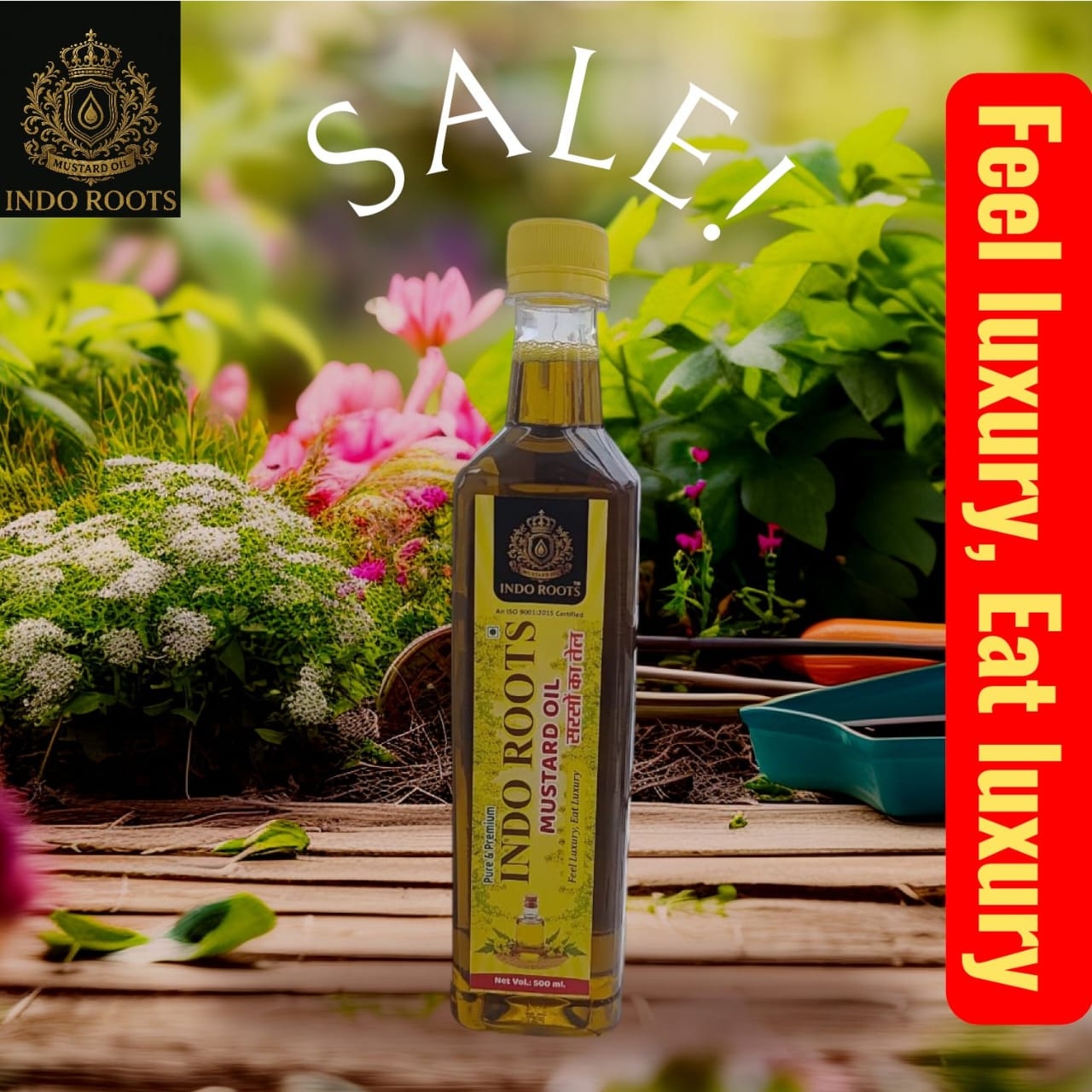 INDO ROOTS Mustard Oil (sarson ka tel) Price - Buy Online at Best Price ...