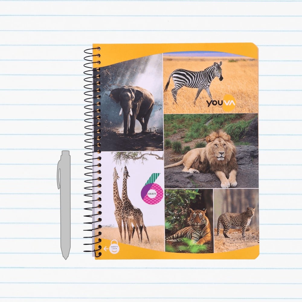 Navneet Youva Spiral Bound 6 Subject Single Line Notebook (A4, 300 ...