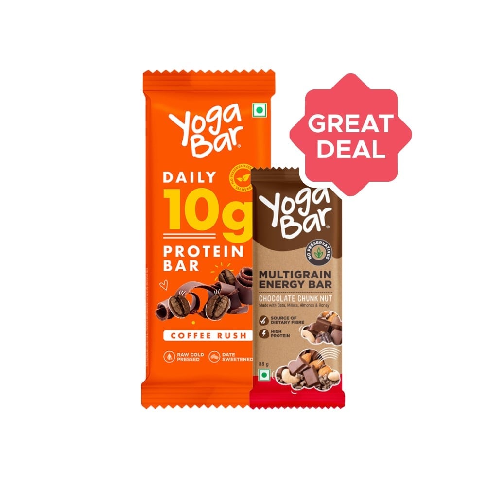 Yoga Bar Chocolate Chunk Nut Multigrain Energy Bar (35 g) + 10 g Coffee ...