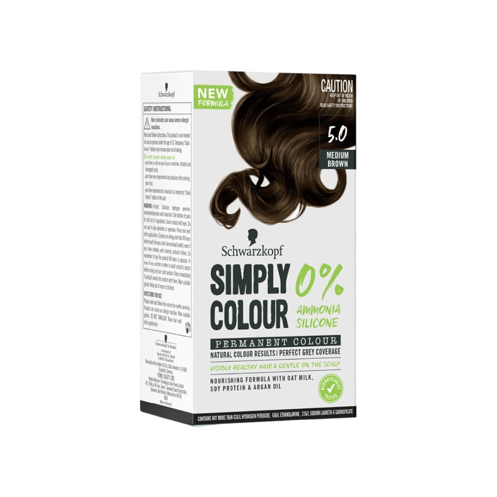 Schwarzkopf Simply Color Hair Colour (5.0 Medium Brown) Price - Buy ...