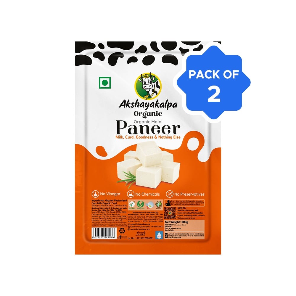 Akshayakalpa Organic Malai Paneer - Pack of 2 Price - Buy Online at ...