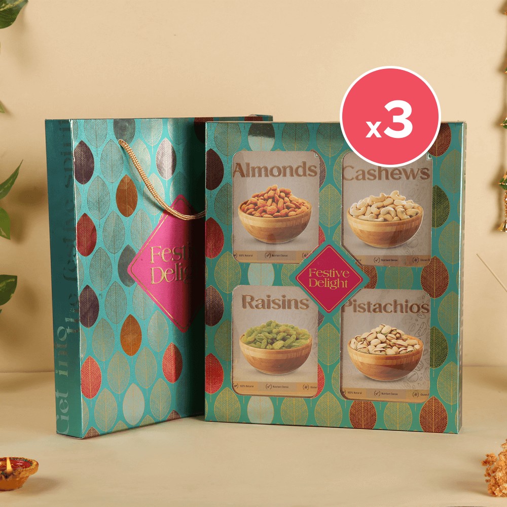 Festive Delight (Cashew + Raisins + Almond) Dry Fruits Gift Pack 600 g ...