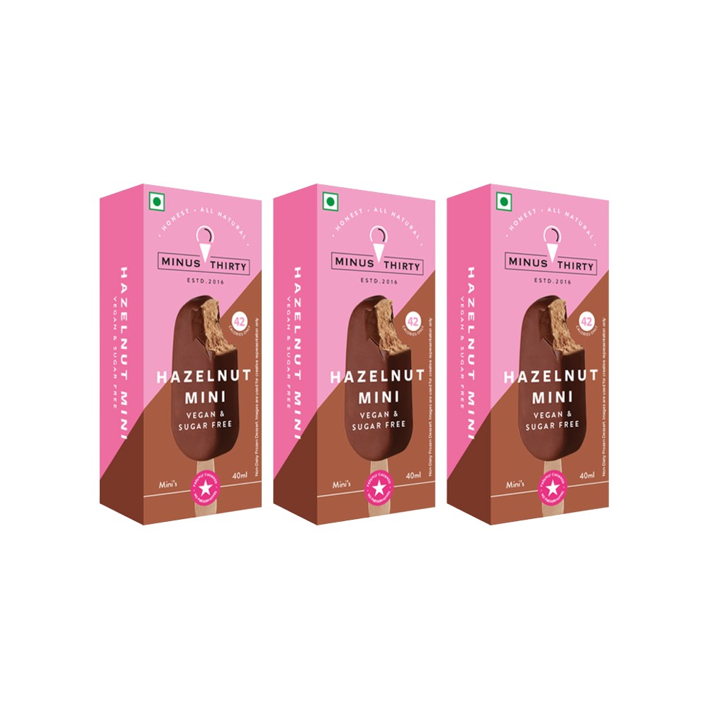 Minus Thirty Mini Hazelnut Ice Cream Stick (Vegan & Sugar Free) - Pack ...