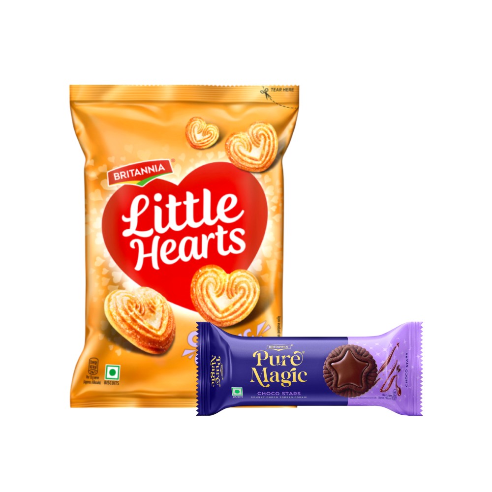 Britannia Little Hearts Classic Crunch Biscuit + Britannia Pure Magic ...