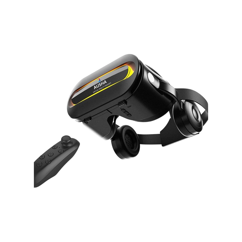 Ausha VR Glasses Headset with Bluetooth Remote & Built-in Headphones ...