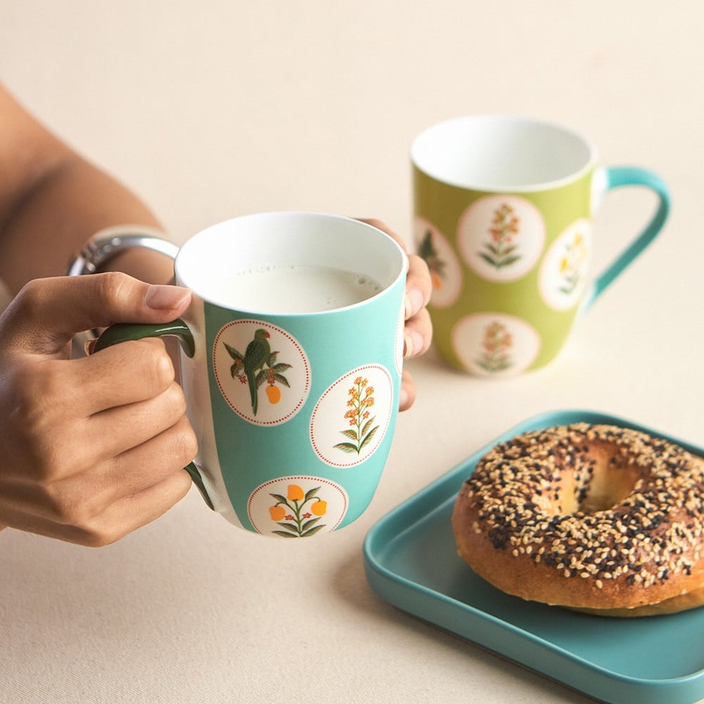 Chumbak Serenade Brew Ceramic Mug Gift Set (330 ml, Blue & Green) Price ...