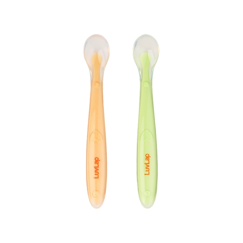 LuvLap Silicone Baby Feeding Spoon Set (Green and Orange) Price - Buy ...