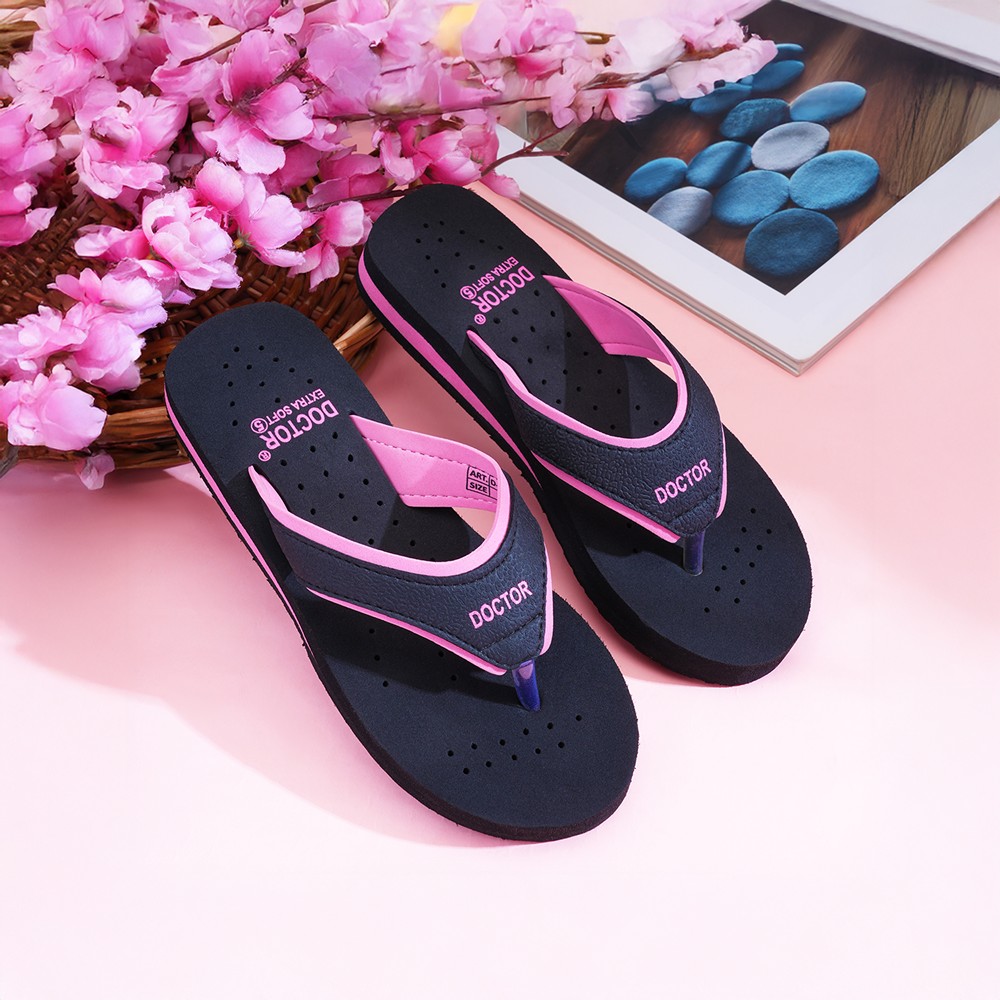 Doctor Extra Soft Women's Slippers (Black & Pink) Price - Buy Online at ...