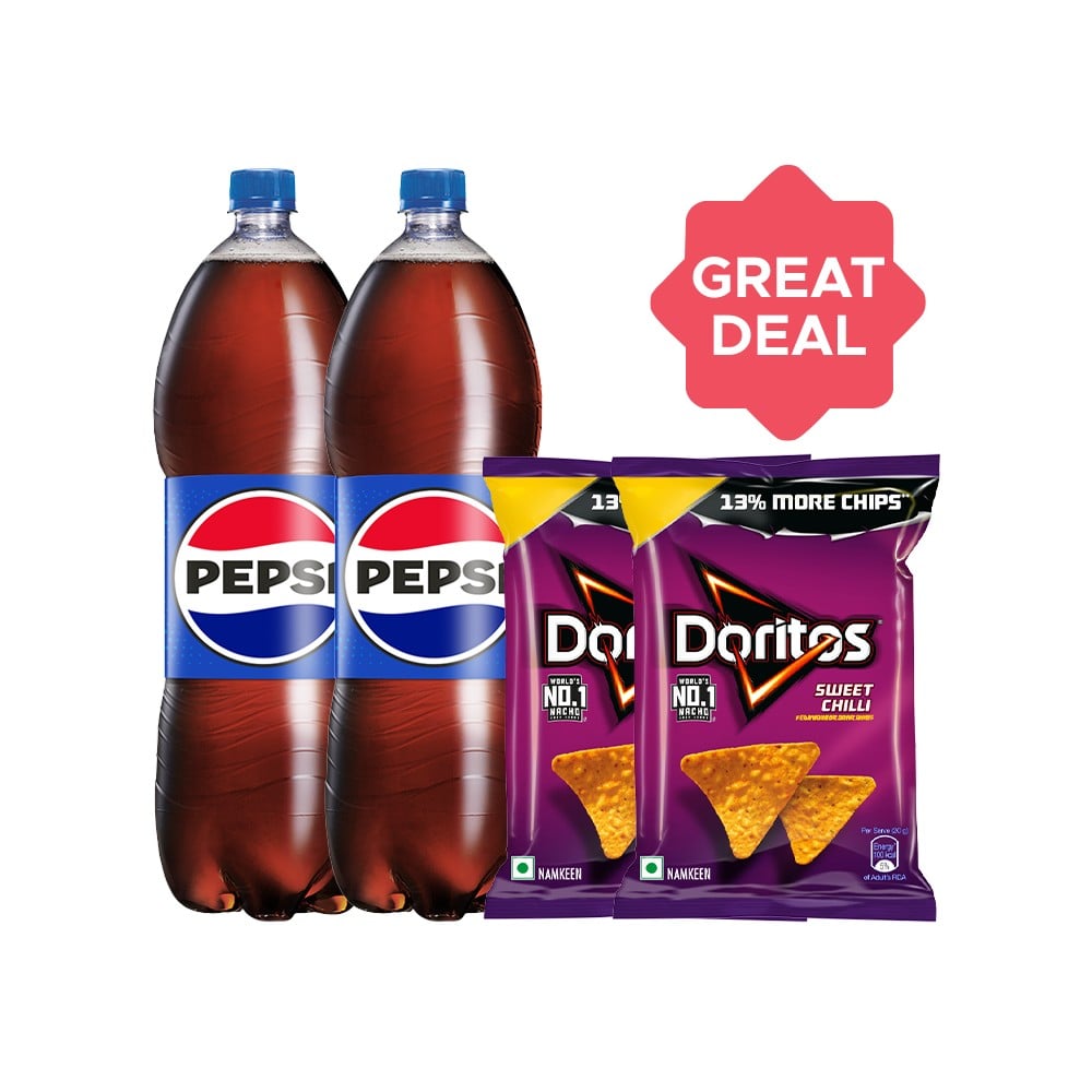 Doritos Sweet Chilli Flavour Nachos x 2 + Pepsi Soft Drink (1.5 l) x 2 ...