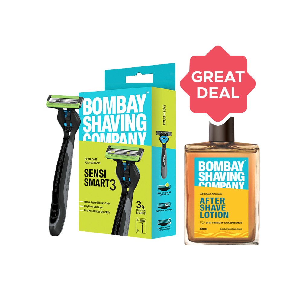 Bombay Shaving Company Sensi Smart 3 Men's Razor + After Shave Lotion ...