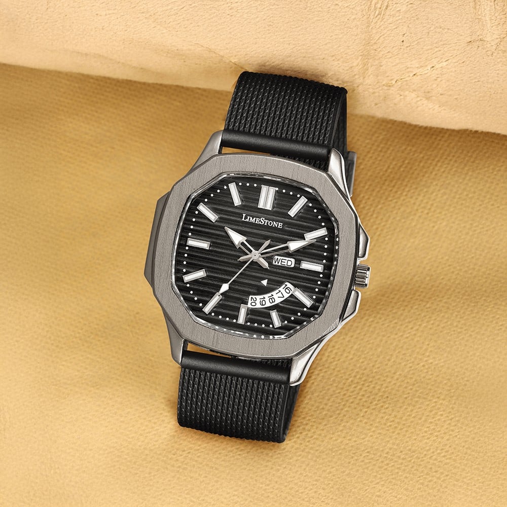 Limestone Analog Watch (Quartz, Black, Silicone) Price - Buy Online at ...