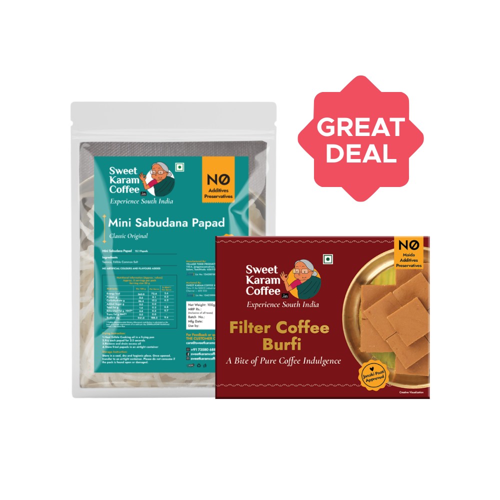 Sweet Karam Coffee Mini Sabudana Papad + Filter Coffee Burfi by Combo ...