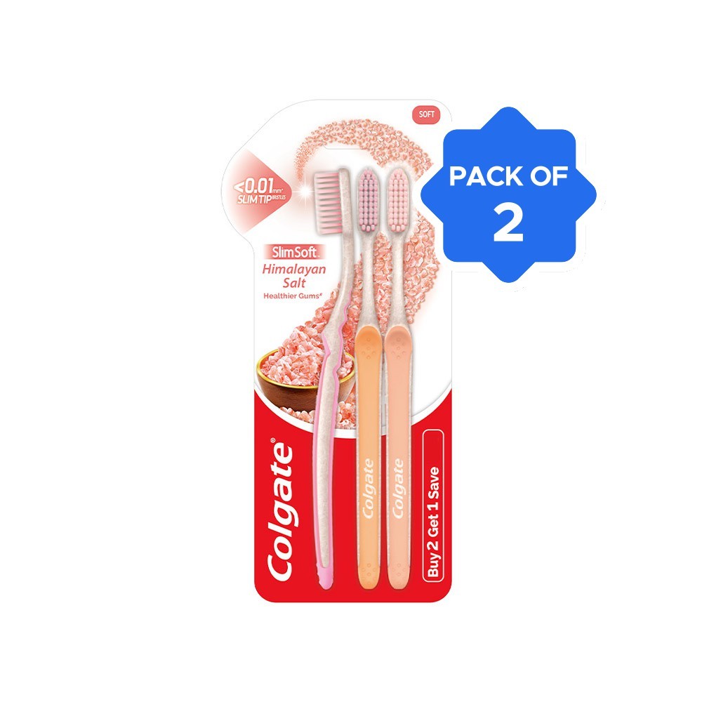 Colgate Slim Soft Himalayan Salt Toothbrush - Buy 2 Get 1 Free - Pack ...