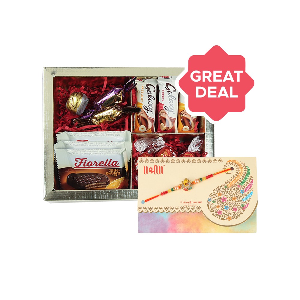 Cococart Assorted Chocolate Gift Pack + Lord Ganesha Rakhi (Multicolor ...