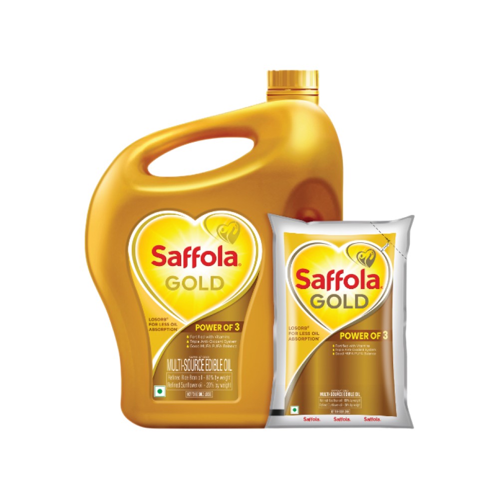 Saffola Sunflower and Rice Bran Blended Cooking Oil - Free 1 l Pouch ...