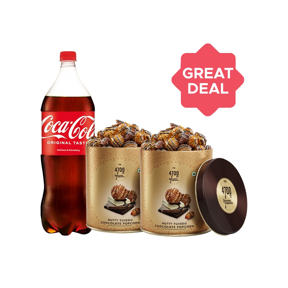 Coca-Cola Cola Soft Drink + 4700BC Nutty Tuxedo Chocolate Popcorn ...