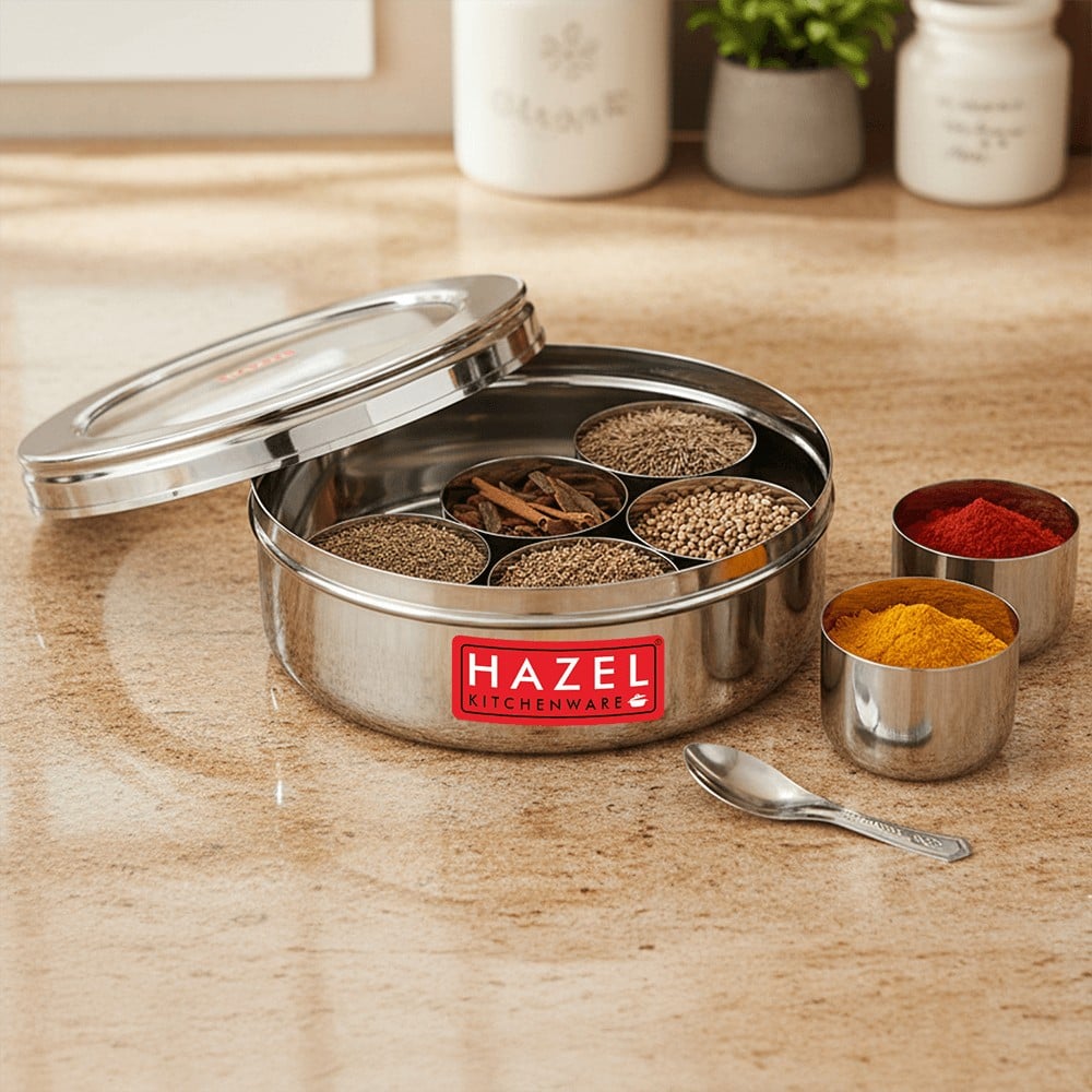 Hazel Masala Box with 7 Containers & 1 Spoon (Stainless Steel) Price ...