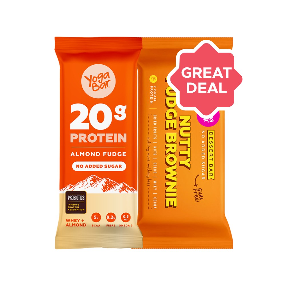 Yoga Bar Nutty Fudge Brownie Protein Bar + 20g Protein Almond Fudge ...