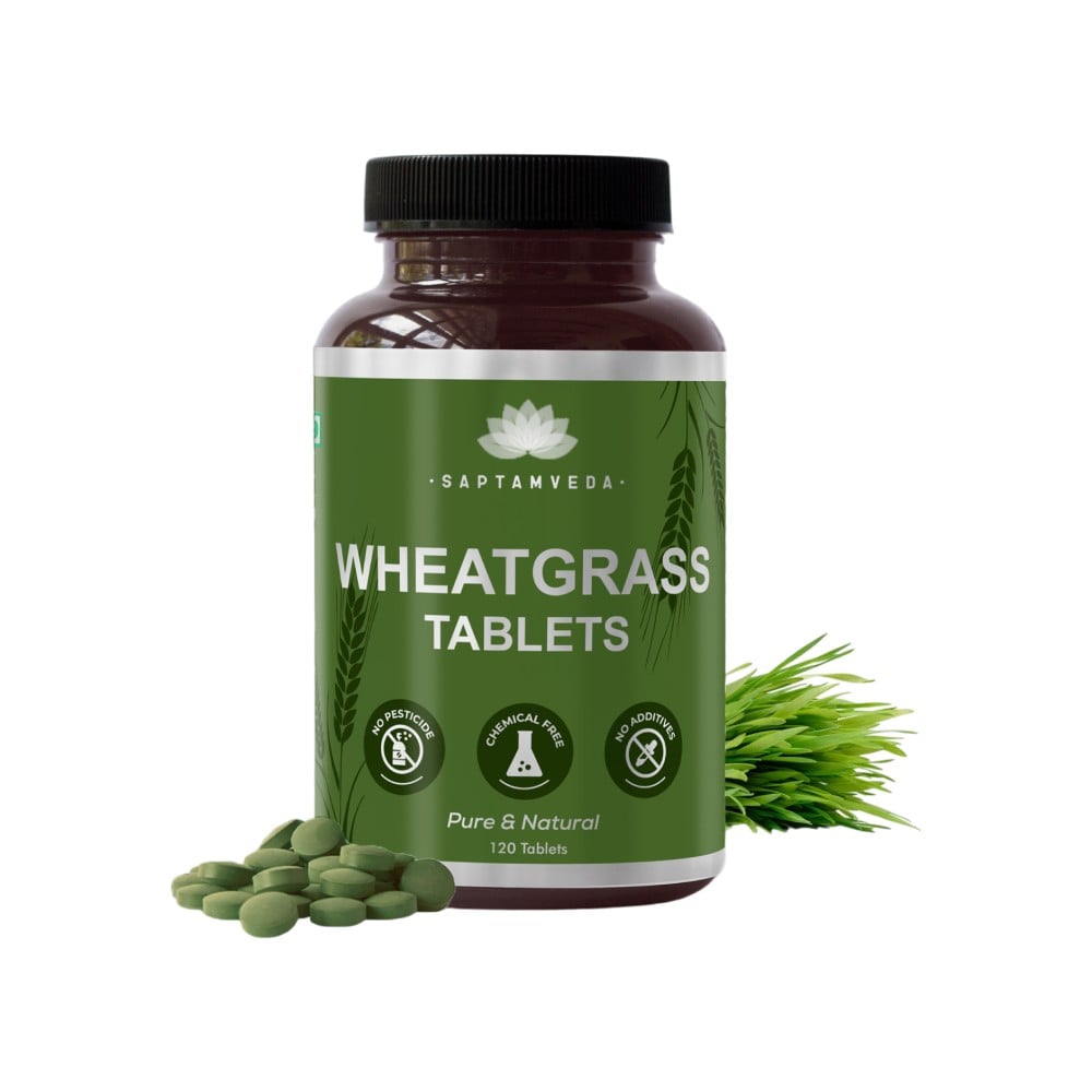 Saptamveda Natural Wheat Grass Powder Tablets Price - Buy Online at ...